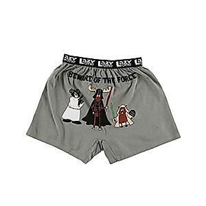Lazy One Funny Animal Boxers, Novelty Boxer Shorts, Humorous Underwear, Gag Gifts for Men (Beware of The Force, Large)