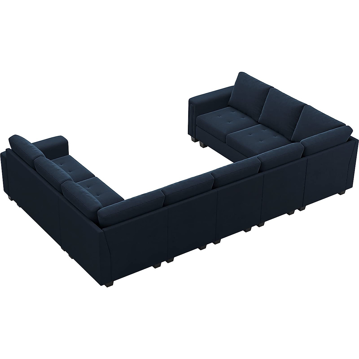 Belffin Oversized Velvet Modular 9 Seater U-Shape Sectional Sofa Set with Chaise Convertible sectional Sofa Couch Set Modular Couch Corner U Shaped Sectoional Sofa Blue