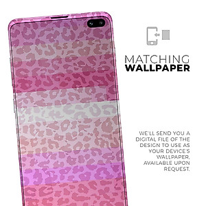 DesignSkinz Hot Pink Striped Cheetah Print Protective Vinyl Decal Wrap Skin Cover Compatible with The Samsung Galaxy S20 (Screen Trim & Back Glass Skin)