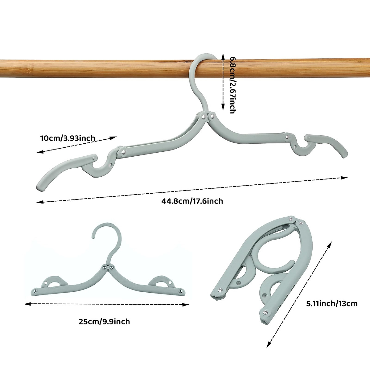 LMSAWK Hangers Foldable for Suitcase, Plastic Portable Hangers, Folding Sock Rack, Hangers for Traveling Camping RV Cruises, 12 Pcs of Hanger Add One Sock Clip, Bule