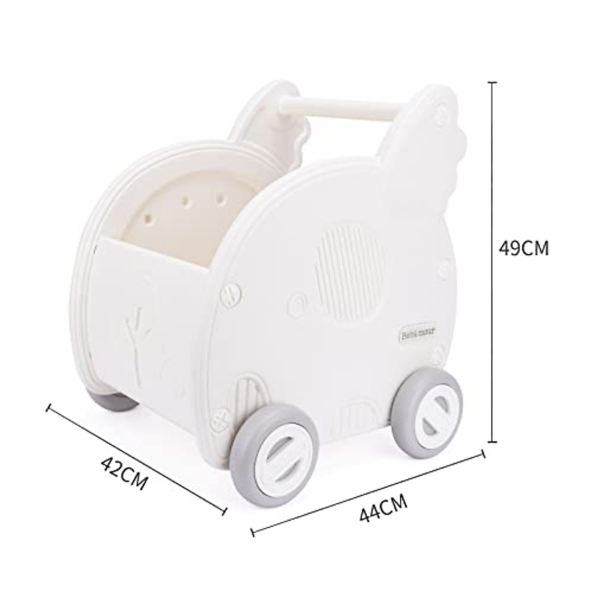 Bebamour Baby Shopping Cart, Baby Toys Push and Pull Baby Stroller, 2-in-1 Toddler Learning Walker Toy Storage Chest, Shopping Cart and Doll Stroller, White Cart