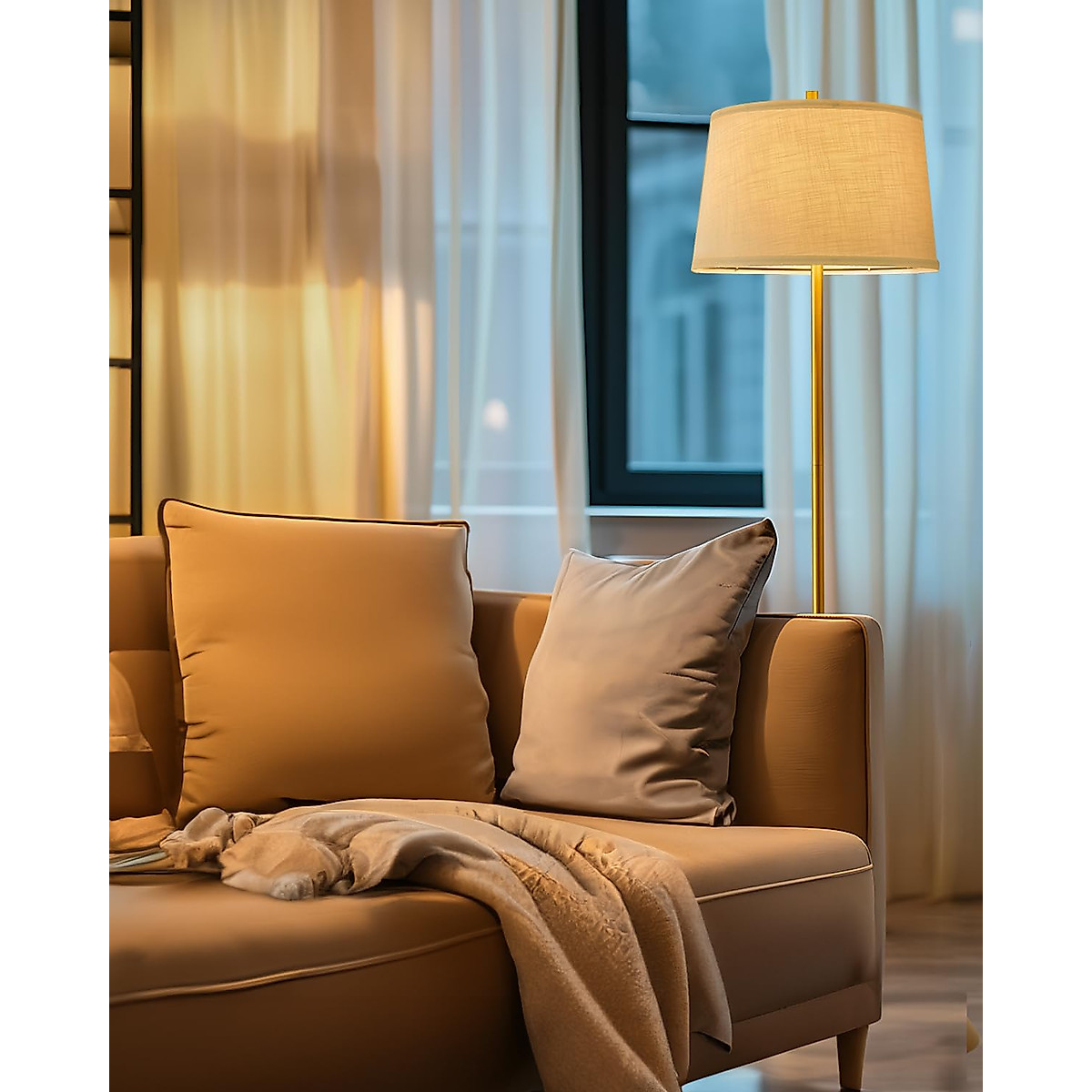 Oneach 61.75" Modern Floor Lamp for Living Room Tall Lamp for Bedroom Gold Floor Lamp with Rotary Switch Industrial Standing Lamp Floor Lamp for Nursery Study Room Office