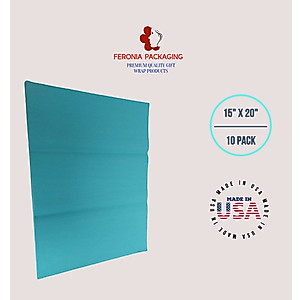 Feronia packaging Caribbean Teal Tissue Paper Squares, Bulk 10 Sheets, Premium Gift Wrap and Art Supplies for Birthdays, Holidays, or Presents, Large 15 Inch x 20 Inch Made in USA