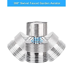 Faucet to Garden Hose Adapter Kit, 360 Degree Swivel Faucet Aerator Adapter to Garden Hose with Cache Faucet Aerator Key, Sink Garden Hose Attachment for Male to Male and Female to Male, Chrome