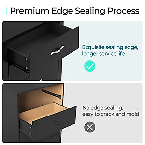 LINSY HOME 5 Drawer Dresser, Black Dresser for Bedroom, Modern Dresser Chest with Wide Drawers, Wood Storage Chest of Drawers for Nursery Kids Room Living Room