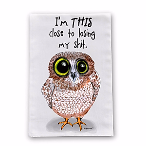 Losing It Owl Flour Sack Cotton Dish Towel by Pithitude