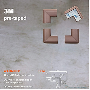 Roving Cove Corner Protector for Baby (8 Large Corners) - Hefty-Fit Heavy-Duty Soft Rubber Foam Furniture Corner Bumper Guards, 3M Adhesive Pre-Taped, Coffee Brown