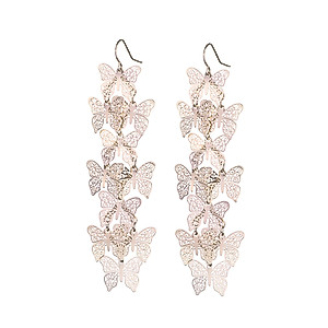 Nicole Miller New York Rosegold Casted Cutout Layered Butterfly Fashion Dangle Earrings