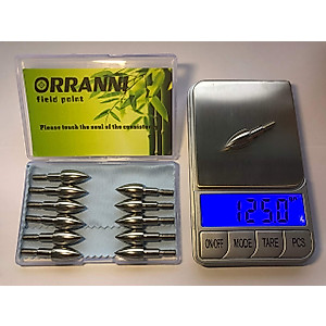 ORRANNI Archery Field Points,11/32" Outside Diameter,125 Grains,Stainless Steel Screw in Archery Field Tips(1 Dozen)