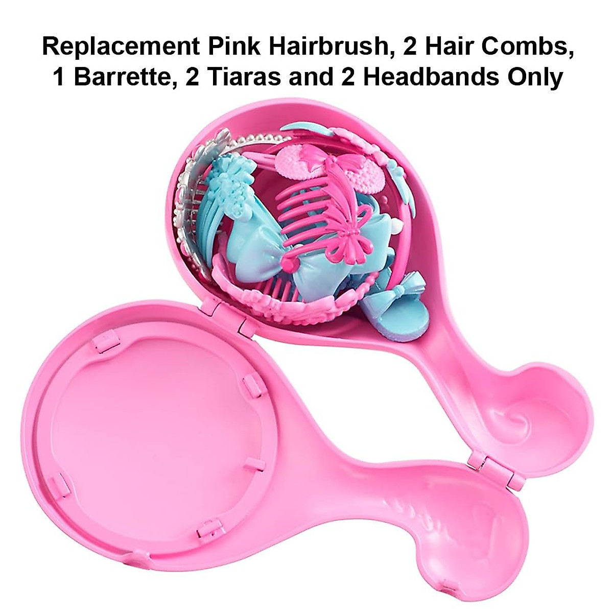 Replacement Parts for Barbie Endless Hair Kingdom 17" Princess Doll - DKR09 ~ Includes Pink Hairbrush, 2 Hair Combs, 1 Barrette, 2 Tiaras and 2 Headbands