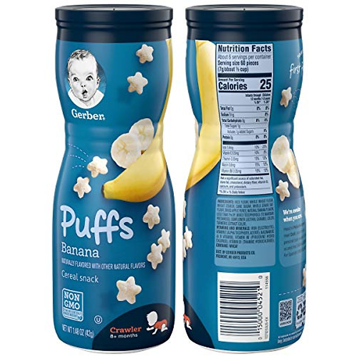 Gerber Puffs Cereal Snack Variety Pack - 1 Strawberry Apple, 1 Banana, 1 Sweet Potato - 1.48 OZ Each (Pack of 3)