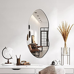 Delma Irregular Wall Mirror for Wall, Entryway, Bedroom, Asymmetrical Mirror with Hooks, Cloud Mirror, Aesthetic Mirror,Frameless Mirror