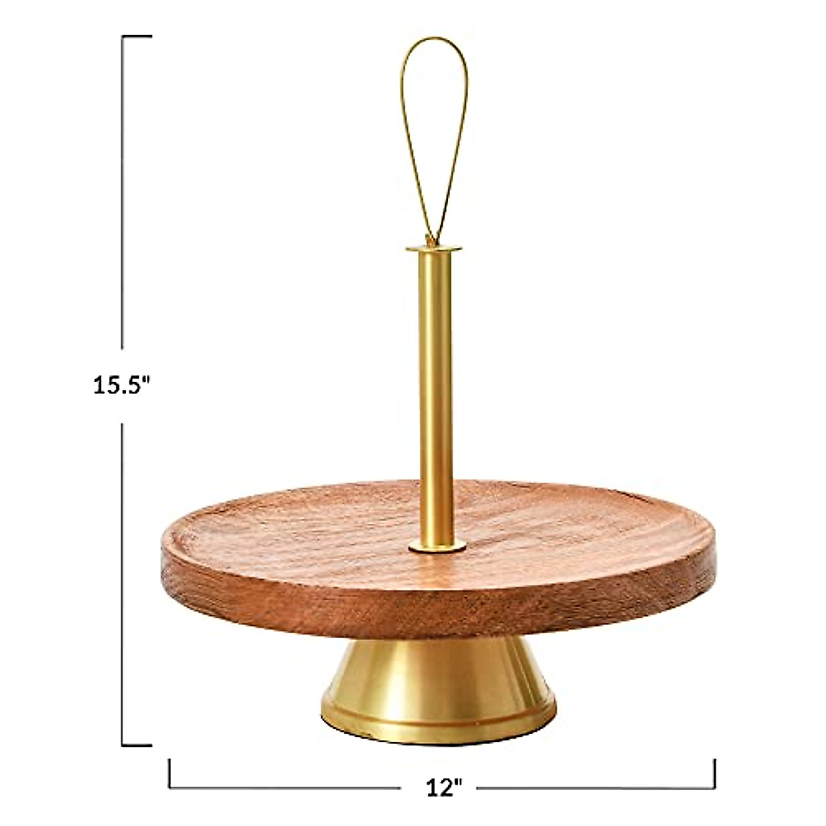 Creative Co-Op Elegant Modern, Cake Desert Serve Ware Stand, Natural & Gold Tiered Tray, Natural and Gold
