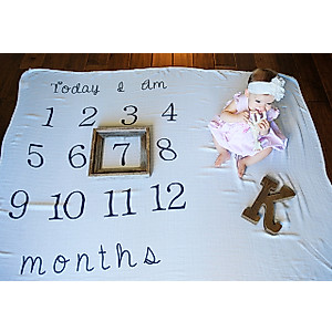 Kiddo Kind Baby Milestone Blanket - 52 x 48 - Makes Unique Photo Props for Babies - Extra Large Monthly Age Blankets Create Personalized Photography for Each Month - Perfect for Expecting Moms