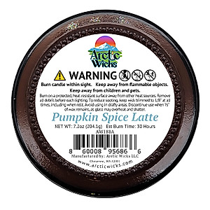 Pumpkin Spice Latte Candles | Arctic Wicks Coconut & Beeswax Candles | 9oz Amber Scented Candle for Holidays, Pumpkin Spice Candle Decor Fall Autumn, Gifts | Clean Burning USDA 100% Certified Biobased