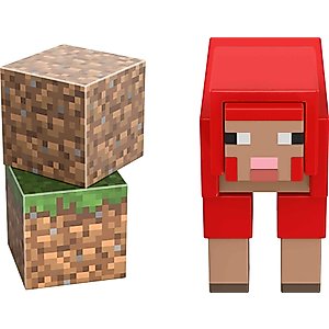 Minecraft Craft-A-Block Sheep Figure, Authentic Pixelated Video-Game Characters, Action Toy to Create, Explore and Survive, Collectible Gift for Fans Age 6 Years and Older