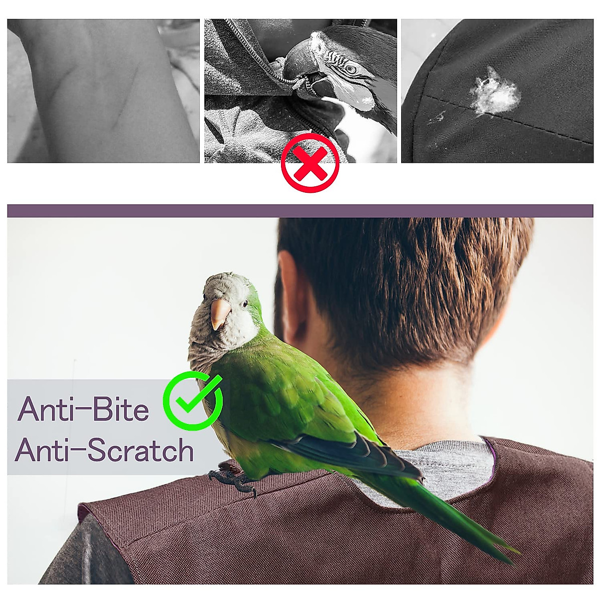 Parrot Anti-Scratch Shoulder and Arm Protector, Bird Diaper Durable Denim Parrot Training Pads for Parakeets Cockatiels Conures Macaws Lovebirds Finches, Anti-bite Protective Shawl Arm Guard