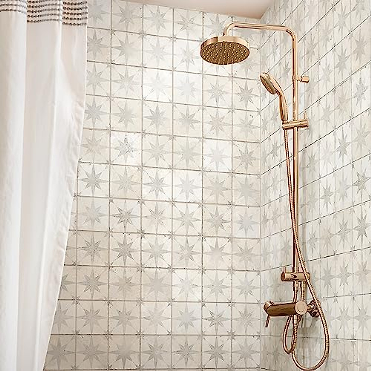 SomerTile FPEHMSW Harmonia Kings Star White 13" x 13" Ceramic Floor and Wall Tile