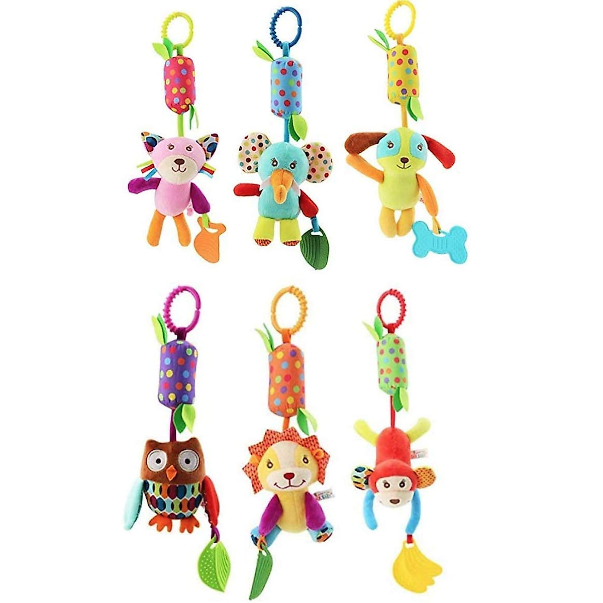 BornCare Baby Crib Hanging Plush Toys with Rattle c-Clip, with teether 0 to 24 mths