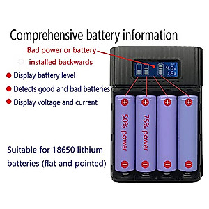 Battery Charger Case,Portable DIY Power Bank Box with LCD Display 2 USB Output,Micro and Type c Input, Smart Charger for 3.7v Li-ion Rechargeable Battery (Battery Not Included)
