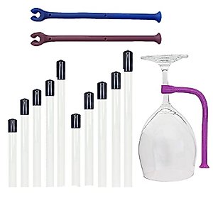 JinYu 12 Pack Silicone Stemware Saver Flexible Stemware Holder Dishwasher Wine Glass Protector Tether Silicone Dishwasher Attachment Purple Blue (Mixed Color)