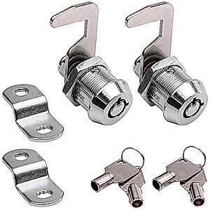 WOOCH Toolbox Lock Tubular Cam Replacement Lock Hook Cam Keyed Alike (5/8 Inch, Chrome Finish, 2 Pack)