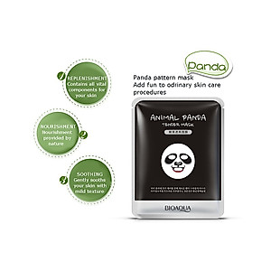 BIOAQUA Animal Face Mask Sheet Enriched with Natural Serum for Radiant and Nourished Skin At Home Spa Moisturizing Facial with Fun Animal Characters: Panda Tiger Sheep Dog (4 Sheets Variety Pack)