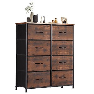 Sweetcrispy Dresser for Bedroom with 8 Fabric Drawers, Tall Chest Storage Tower, Organizer Units for Clothing Closet, Kidsroom Furniture, Steel Frame, Wood Top, Lightweight Quick Assemble Cabinet