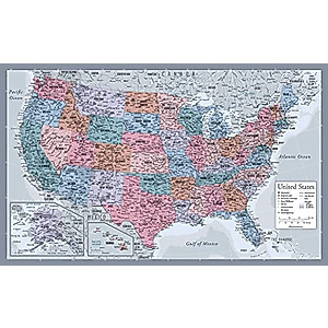 2 Pack - World Map Poster & USA Map Chart [Purple] (Laminated, 18" x 29")