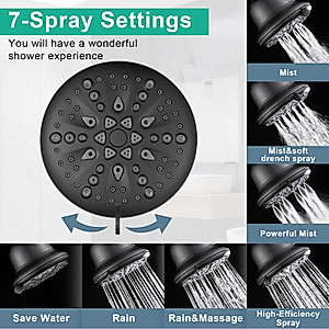 Cobbe High Pressure 7-mode Filtered Shower Head - Luxury Modern Black Look - 16 Stage Shower Head Filter for Hard Water for Remove Chlorine and Harmful Substances