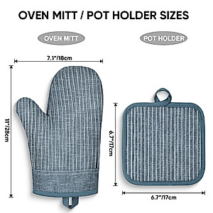 CUSIRA Oven Mitts and Pot Holders, Silicone Oven Gloves, 500 F Heat Resistant Oven Mitts Sets, Non-Slip Silicone Textured Grip, Blue