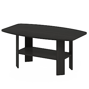 Furinno Simplistic Set of 2 End Table, Americano/Black & Simple Design Coffee Table, Espresso