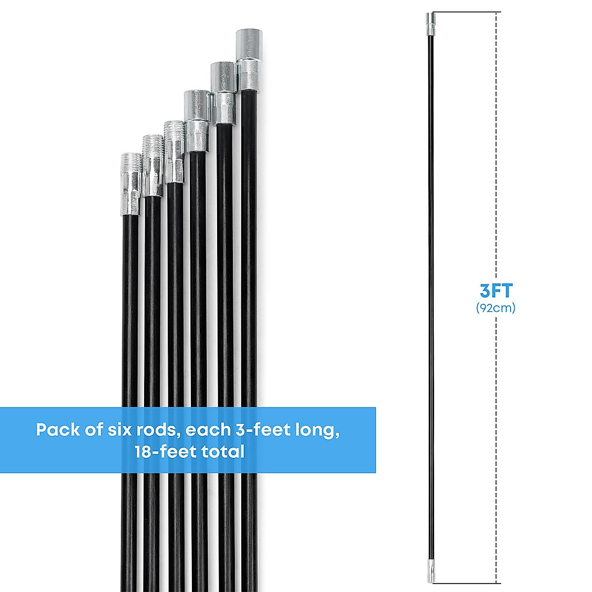 Stanbroil 18-Foot Fiberglass Chimney Rod Kit, 1/4" NPT Fittings, Used with Brush to Clean Debris from Chimney