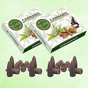 Cannabis Backflow Incense Cones - Total 20 Incense Cones Waterfall - Dual Pack of 10 Incense Backflow Cones - Waterfall Incense Cones - Incense Waterfall Cones