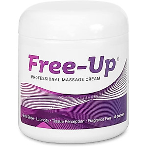 Free-Up-Professional Massage Cream, Fragrance-Free, Great Glide, Lubricity, Tissue Perception, Perfect for Physical Therapy, Massage Versatile, Non-Greasy, 8 Oz Jar
