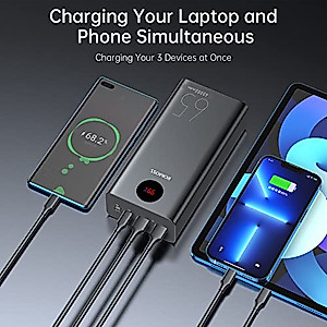 ROMOSS Laptop Power Bank, 40000mAh USB C PD Portable Laptop Charger, 65W Fast Charging High Capacity External Battery Pack for MacBook Pro/Dell XPS, Microsoft Surface, iPad Pro, iPhone 13, and More