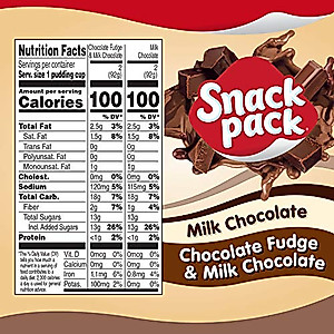 Snack Pack Milk Chocolate and Chocolate Fudge/Milk Chocolate Pudding, 4 Count Pudding Cups