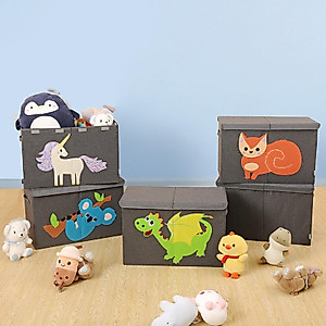 Triluby Foldable Kids Toy Chest with Lid, Baby Toy Box, Large Toy Storage Bin/Organizer/Basket/Trunk for Boys, Girls, Toddler and Baby Nursery Room (Gray Unicorn)