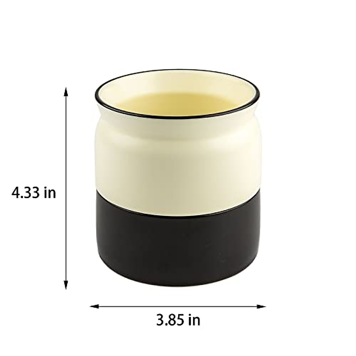 Ceramic Utensil Holder Double Layer kitchen Utensil Holder for Countertop with Drainage Holes Utensil Crock for Farmhouse Kitchen Decor. (0.68)