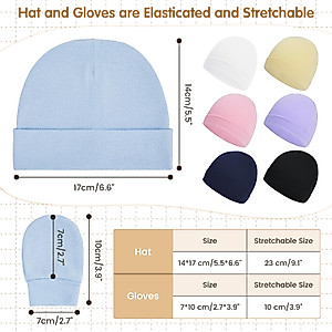 American Trends Baby Beanies for Boys Girls Newborn Infant Hat with Mittens Cute Cotton Hospital Hats for 0-6 Months 3 Pack Black & White & Gray