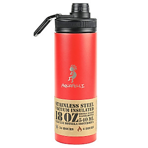 Aquapelli Vacuum Insulated Water Bottle, 18 ounces, Aurora Red