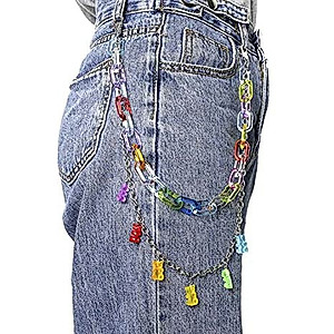 Zehope Pants Chain Colorful Jean Chains Layered Bear Wallet Pocket Chains Acrylic Waist Jewelry for Women