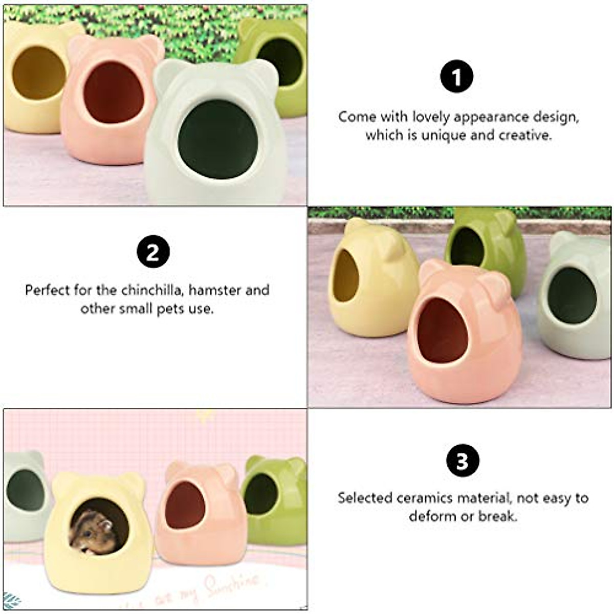 iplusmile ) House Accessories Hamster Summer Small Animal Hideout Ceramic Hamster Hideout Mini Hut Cage for Mini Animals Guinea Pig Gerbil Ferret (2pcs, Tiny