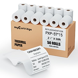 myCartridge 2 1/4 x 50 Receipt Paper (50 rolls) BPA Free Cash Register POS Receipt paper 58mm Business Source Receipt Paper is suitable for 58mm POS Printer, Square Terminal Credit Card Machines