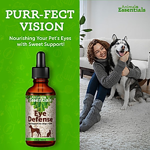 Animal Essentials Eye Defense for Dogs & Cats - Eye Support, Ocular Health, Lutein-Rich Formula, Herbal Blend, Bilberry, Calendula - 1 Fl Oz