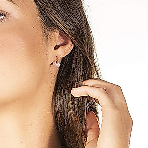 Charles & Colvard Created Moissanite 5mm Round Cut Leverback Drop Earrings for Women | 1 cttw DEW | Lab Grown | Solid 14K White Gold with Rhodium