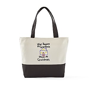 CafePress What Happens At Grandmas Canvas Tote Top Zipper Closure