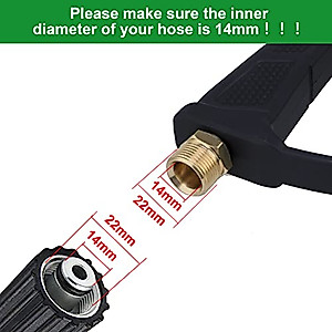 RIDGE WASHER High Pressure Washer Gun, Power Washer Short Handle Gun with 5 Replacement Spray Nozzle Tips and Holder, M22 14mm fitting, Max 2900 PSI