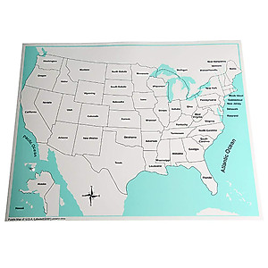 Montessori USA Map Puzzle for Kids with Labeled USA Control Map - Montessori Preschool Geography Toys & Gifts for Boys & Girls Ages 3-5-7 and Up - Wooden United States Puzzle Map for Kids
