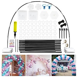 Voircoloria Balloon Arch Kit, 10ft Wide & 9ft Tall Adjustable Balloon Arch Stand with Base for Graduation Wedding Birthday Baby Shower Party Decorations (Black)